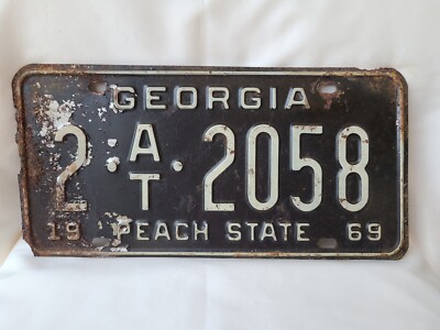 Vintage 1969 Georgia Peach State License Plate 0522 | eBay