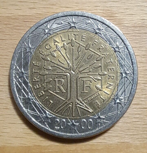 2 Euro Coin 2000 France Liberte Egalite Fraternite Misprint Decentered ...
