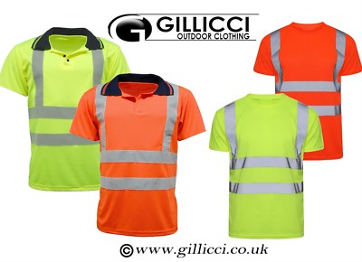 HI VIS VISIBILITY 2 BAND 2 BRACE WORK WORKWEAR REFLECTIVE POLO SHIRT T ...