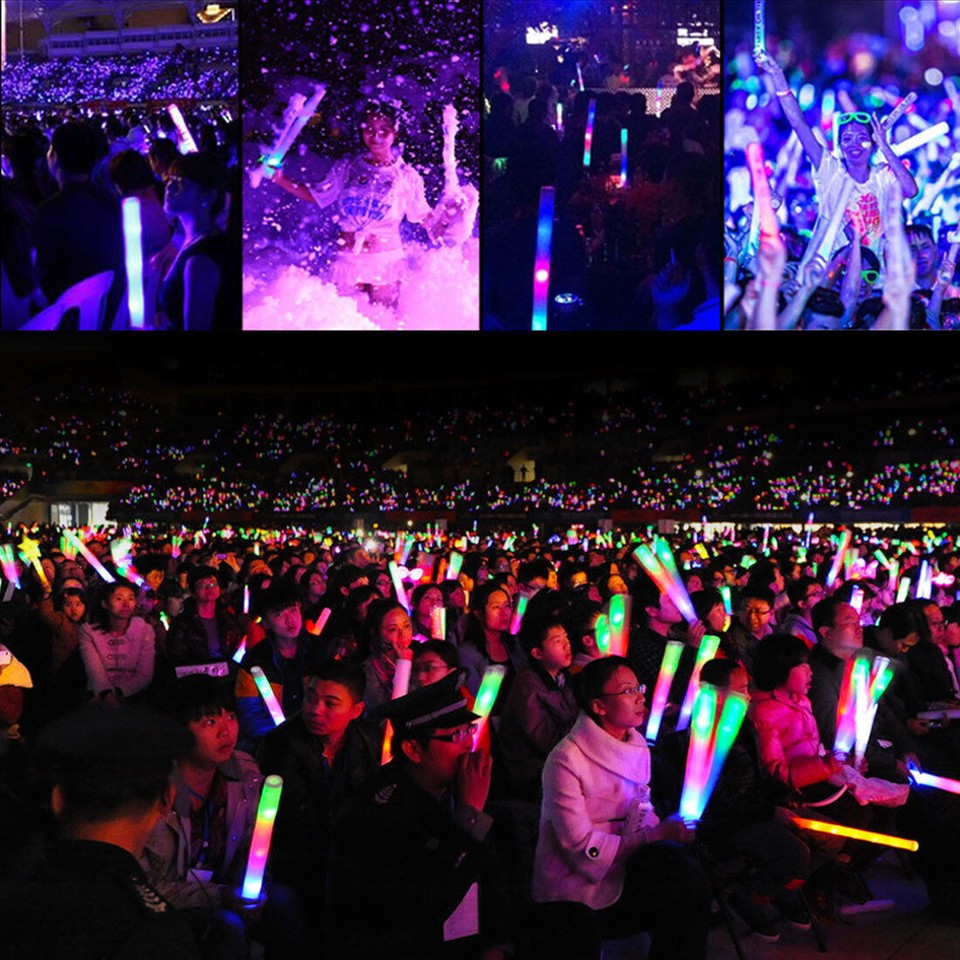LED Foam Glow Sticks Bulk 58Pcs Fun Party Rave Wedding Light Up RGB 3 ...
