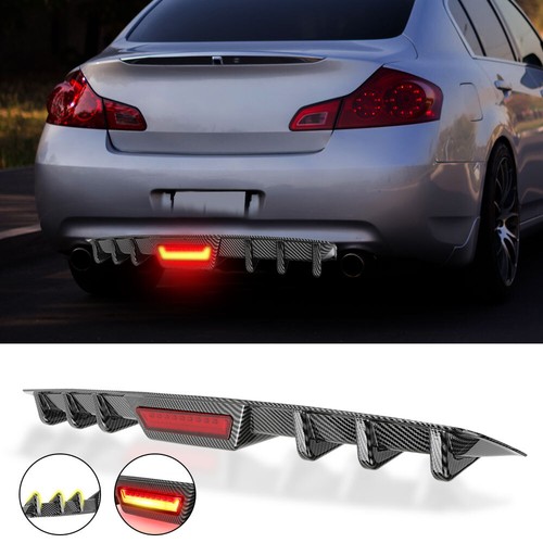 For Infiniti G35 G37 Sedan Carbon Rear Bumper Diffuser w/ LED Brake ...