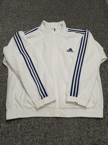 Adidas Track Jacket Mens Large White Full Zip 3 Stripe Mesh Lined ...