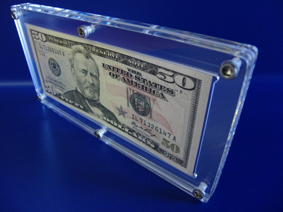 Acrylic Single Bank Note Frame Plastic Money Holder Currency Display ...