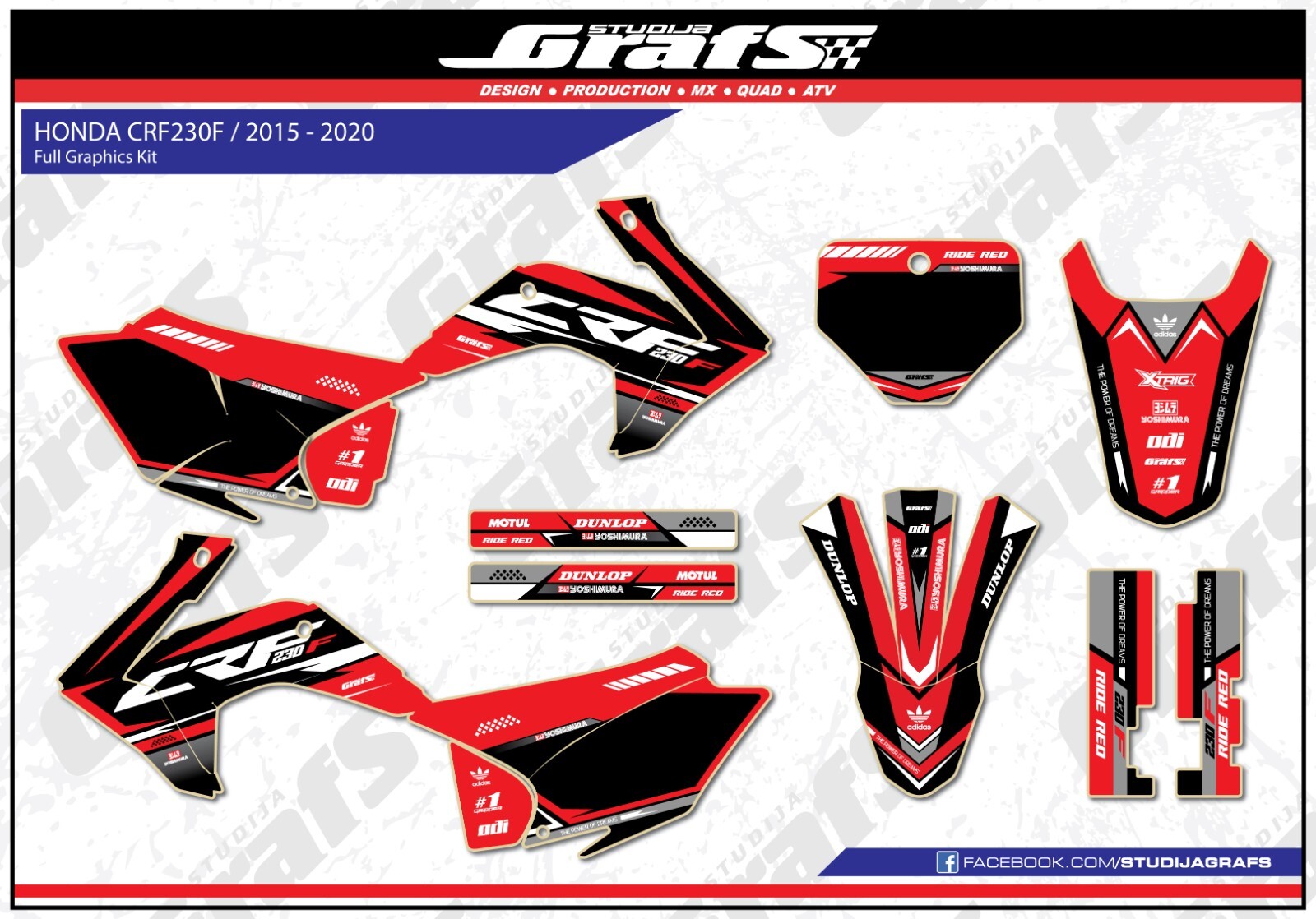 2015 2016 2017 2018 2019 2020 CRF 230 F Graphics Kit HONDA 230F CRF230F ...