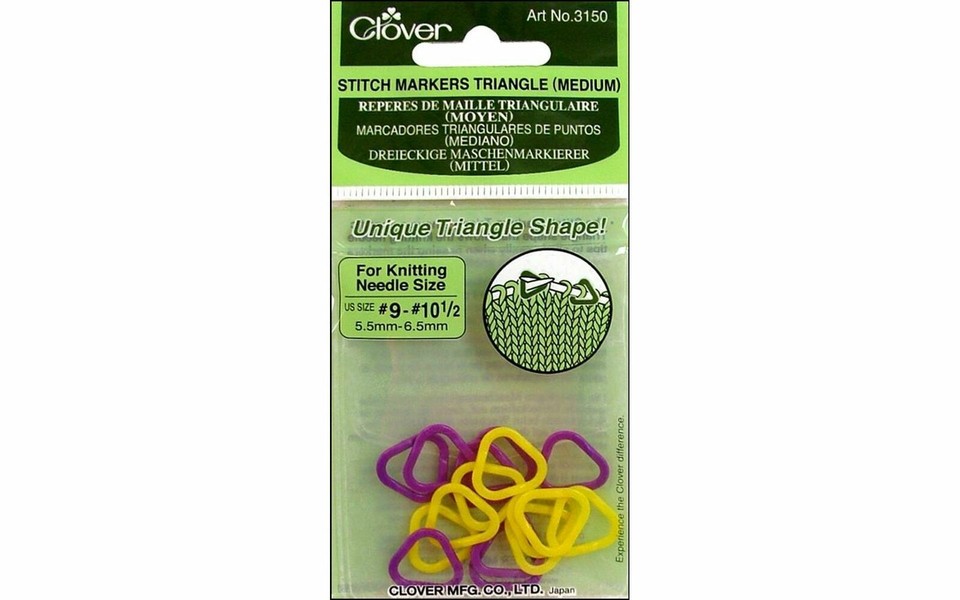 CLOVER 3150 STITCH MARKERS TRIANGLE MED SZ 9-10 5 16PC NEW | eBay