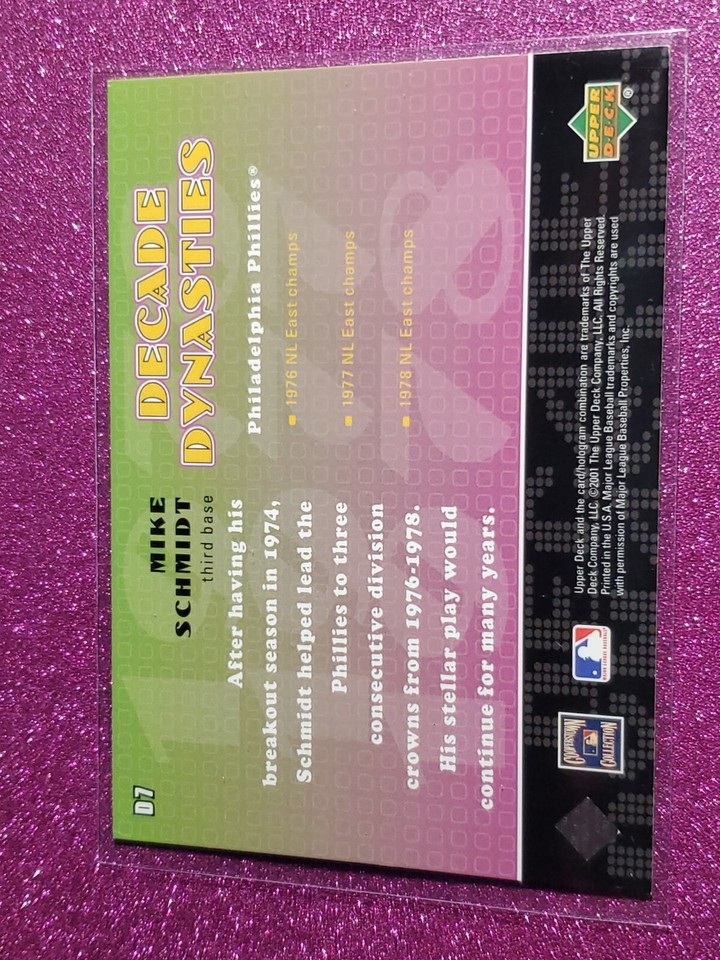 2001 Upper Deck Decade 1970's Decade Dynasties #D7 Mike Schmidt ...