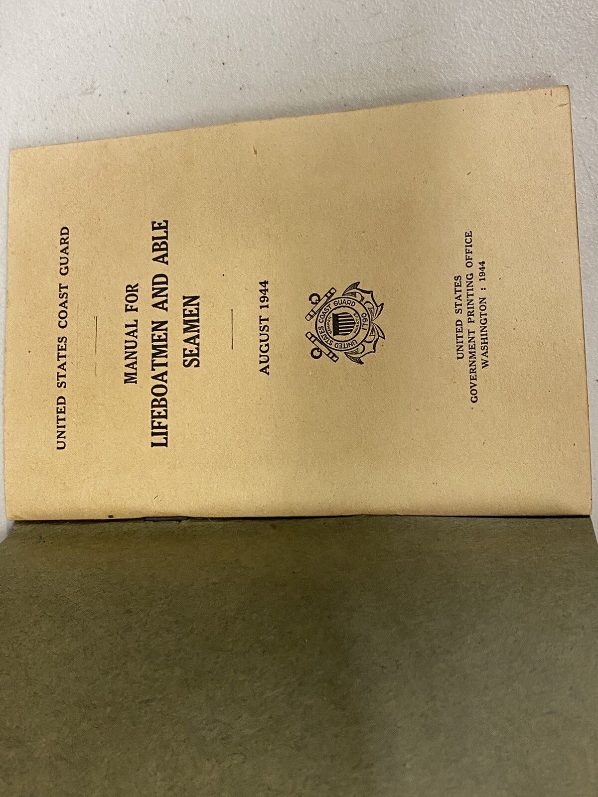 COAST GUARD MANUAL - W2 WORLD WAR II 1944 MANUAL FOR LIFEBOAT AND ABLE ...