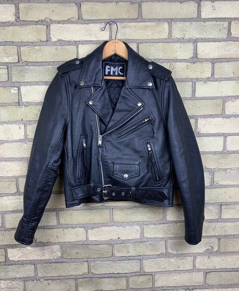 Vintage FMC Leather Jacket punk rock 80s motorcycle q… - Gem