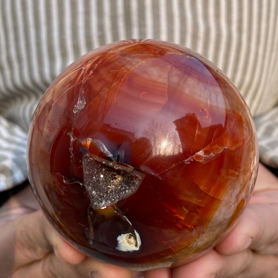 702g Large Banded Agate Geodes Red Carnelian Quartz Crystal Sphere ...