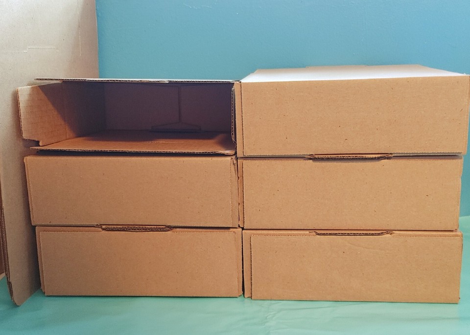 50 9x6x3 Boxes Shipping Packing Cardboard Corrugated Reusable Tapeless ...