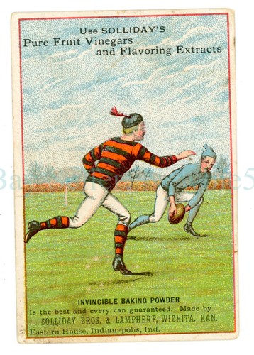 Victorian Tradecard - FOOTBALL GAME & PLAYER - c1880s Invincible Baking ...