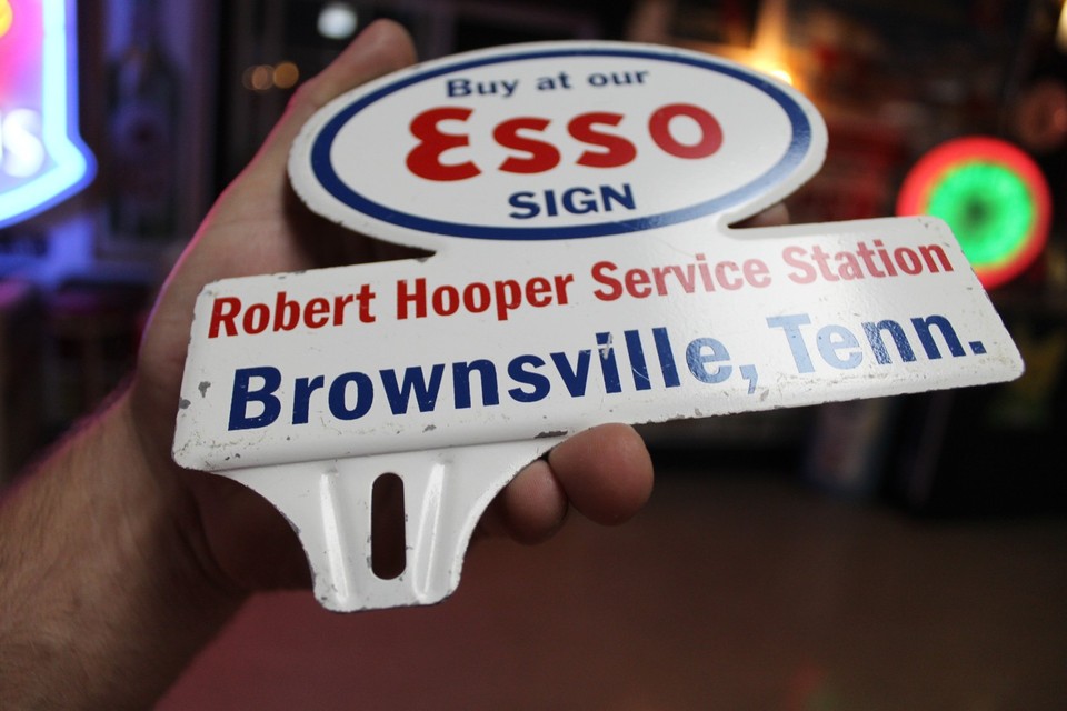 RARE 1950s ESSO GAS STATION BROWNSVILL TENN STAMPED PAINTED METAL ...
