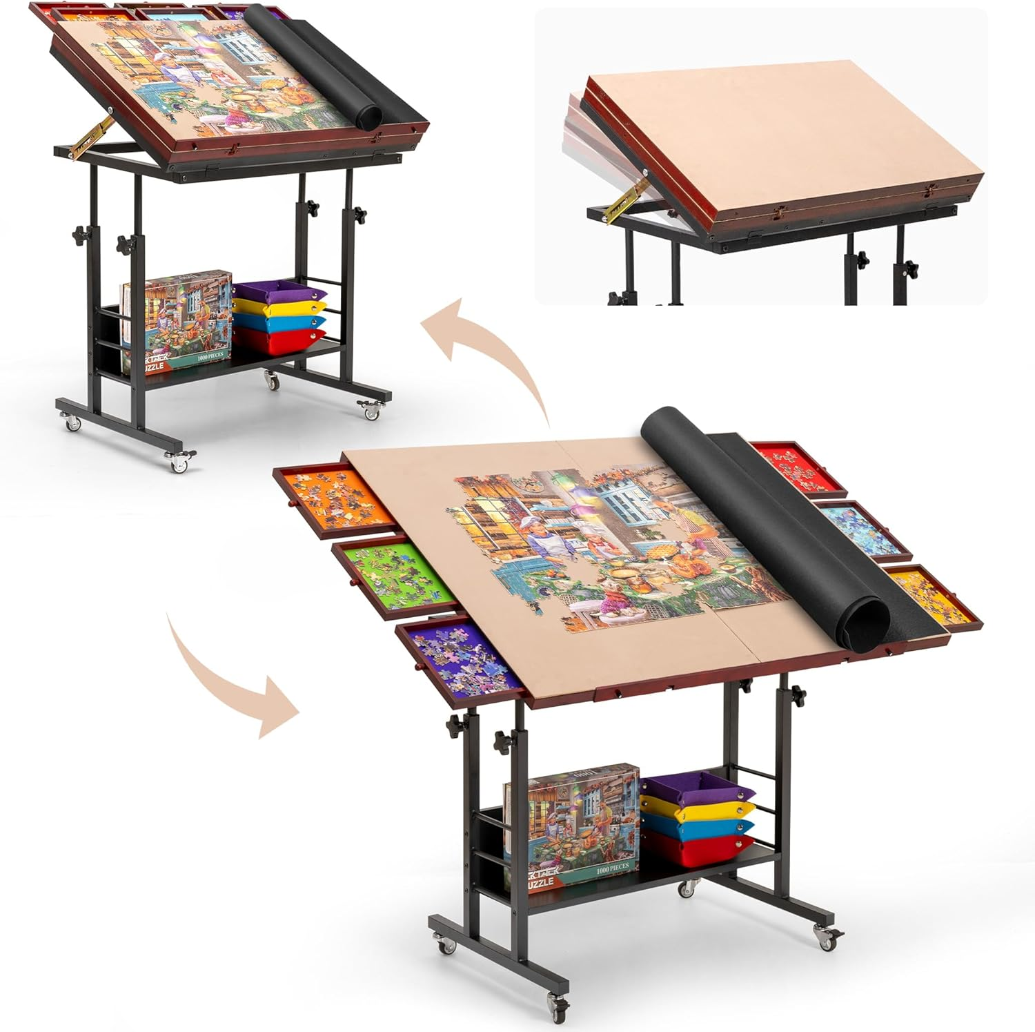 2000 Piece Foldable Jigsaw Puzzle Table with Angle & Height Adjustment ...