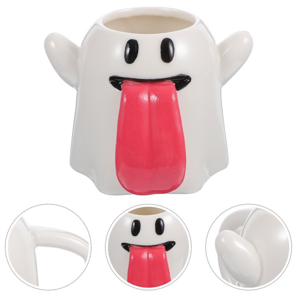 Halloween Party Water Cup Cartoon Ghost Coffee Mug Reusable Ceramic ...