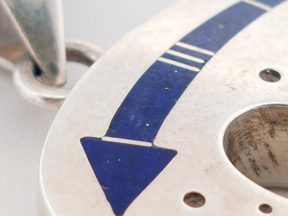 Ray Tracey Knifewing Navajo Sterling Silver Lapis Inlay Bear Pendant w ...