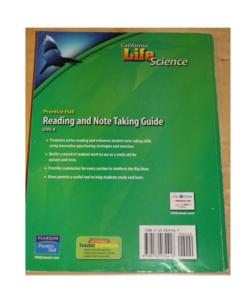 California Life Science Prentice Hall Reading and Note Taking Guide Gr ...