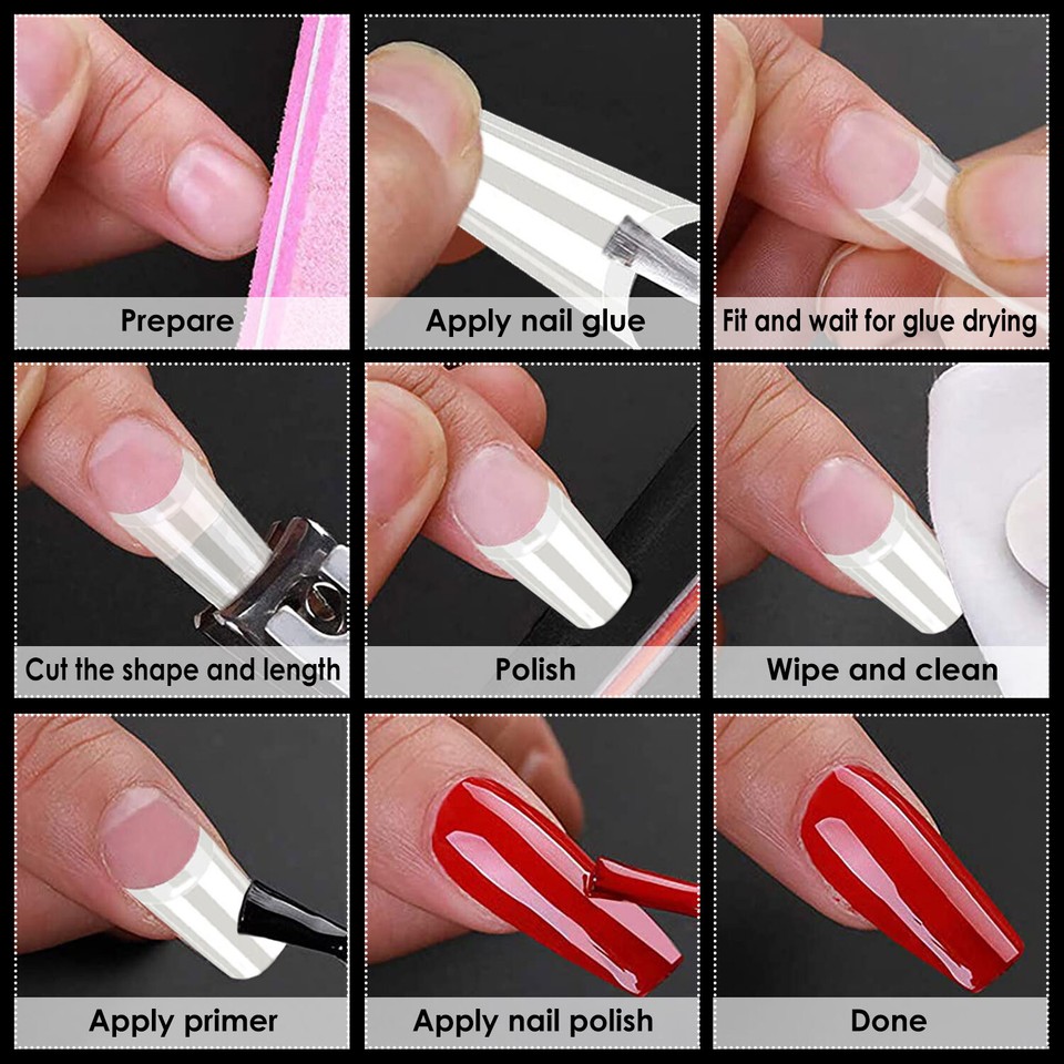 500pcs Acrylic French Nail Tips Fake Nails Half Cover for DIY Nail Art ...