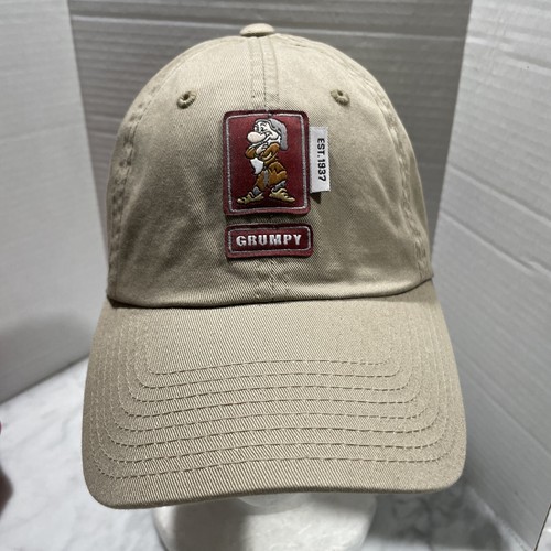 Walt Disney World Grumpy Hat Patch Logo Beige Adjustable Strap Snow ...
