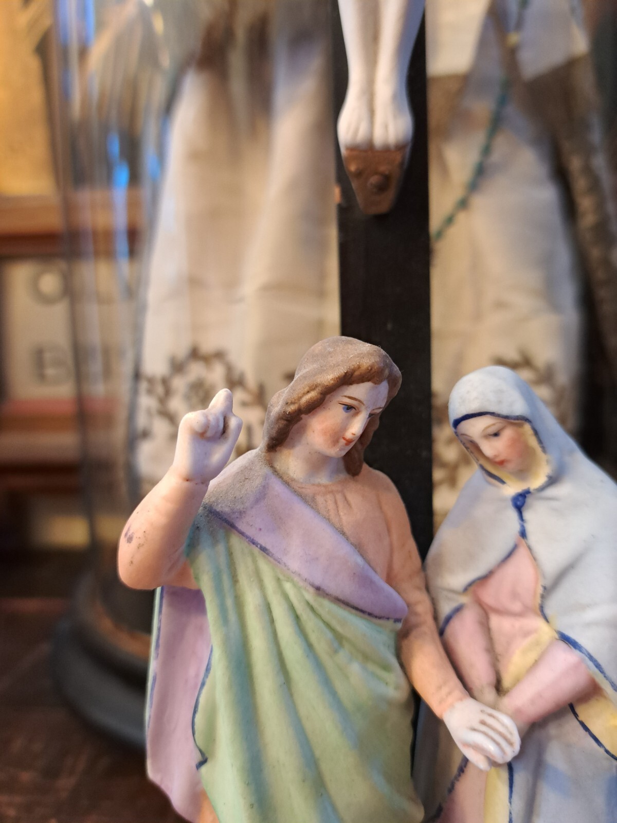 Antique Standing Porcelain Bisque Mary Magdalena Jesus Calvary Holy ...