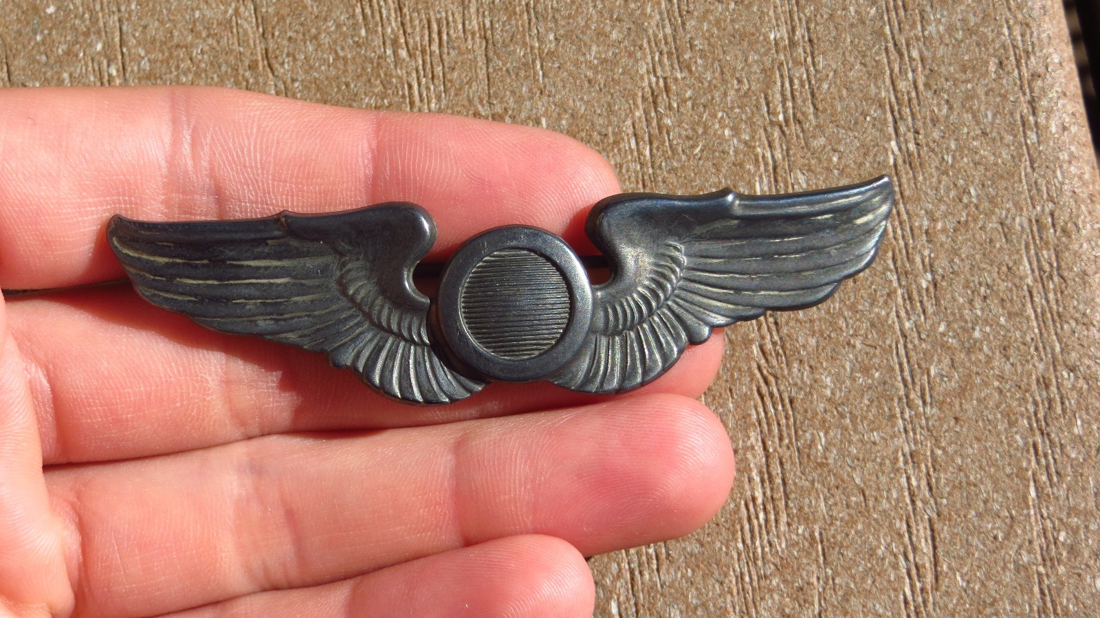 US WWII ARMY AIR FORCE OBSERVER BADGE WINGS STERLING SILVER 3" PIN WW2 ...