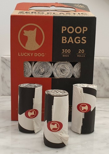 Lucky Dog Zero Plastic Compostable Poop Bags 20 Roll Pack 300 Bags-new ...