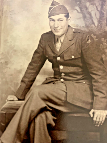 Vintage B&W Photo 1943 WW2 US Army Infantryman Military Posing Handsome ...