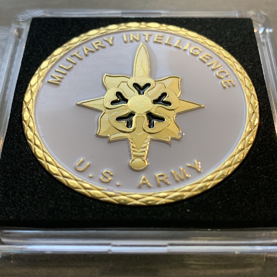 US Army MILITARY INTELLIGENCE Challenge Coin w Case | eBay