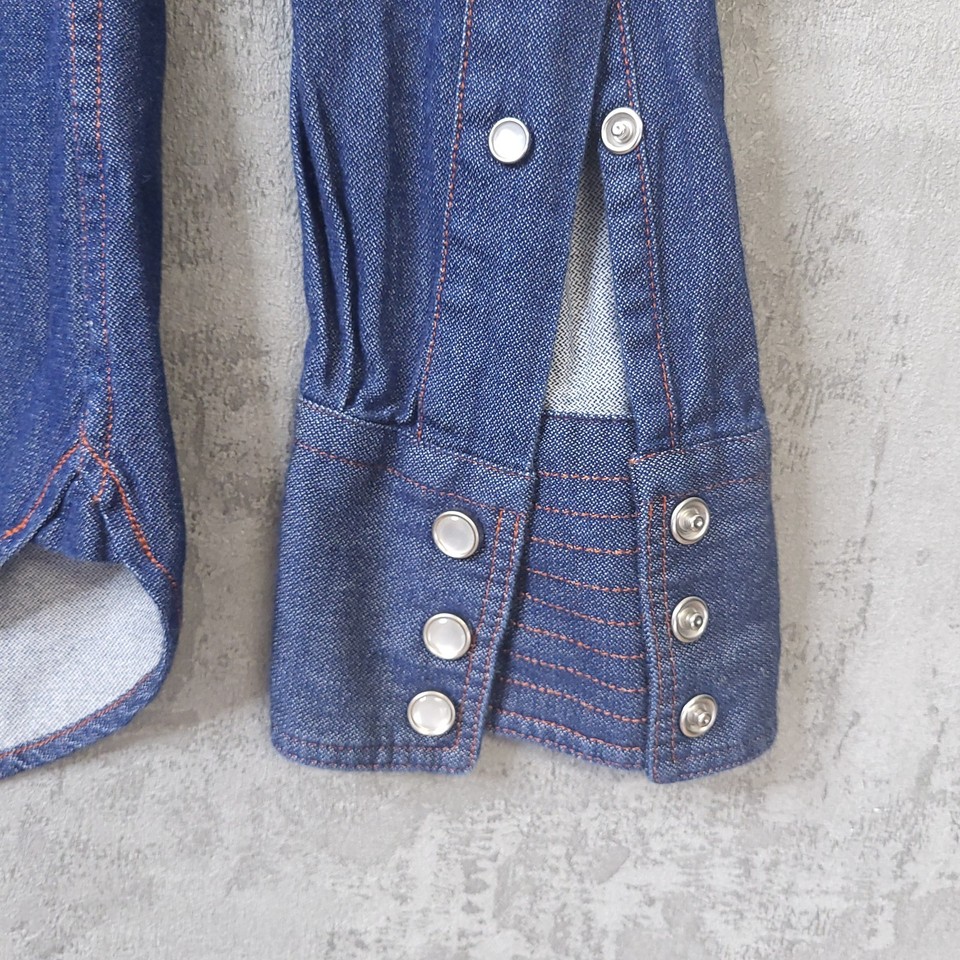 R.M. Williams Western Shirt Men's Medium Blue Denim Cotton Sawtooth ...