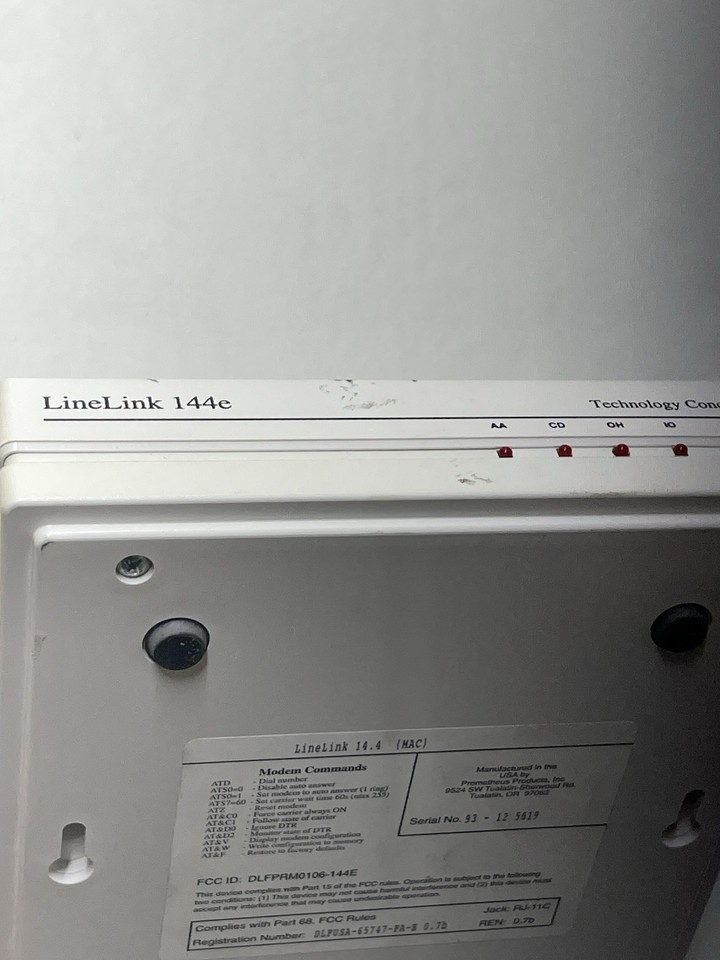 Vintage LineLink 144e Modem 14.4K Data Macintosh Technology Concepts ...