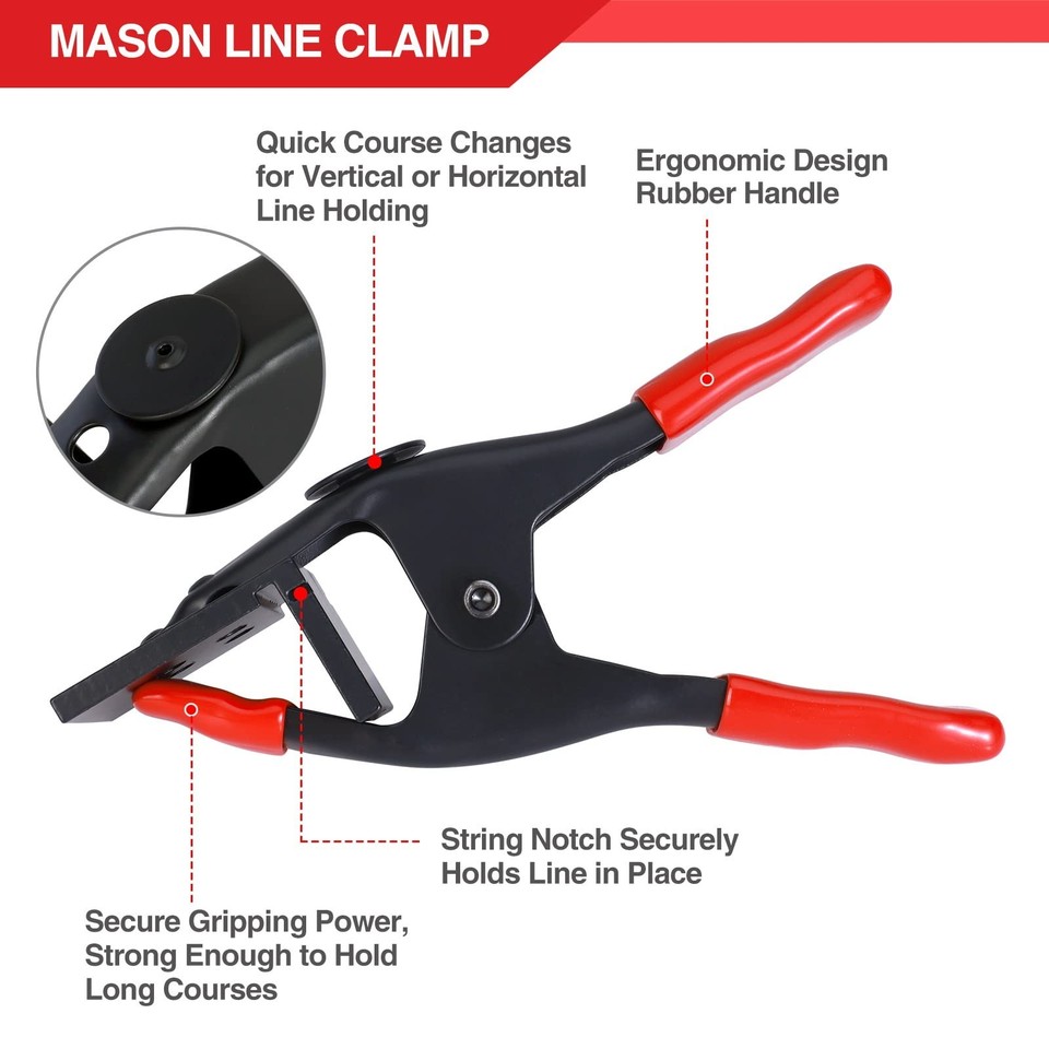 Goldblatt 4 Pieces Mason Line Clamps & Mason Line String Line - Red ...