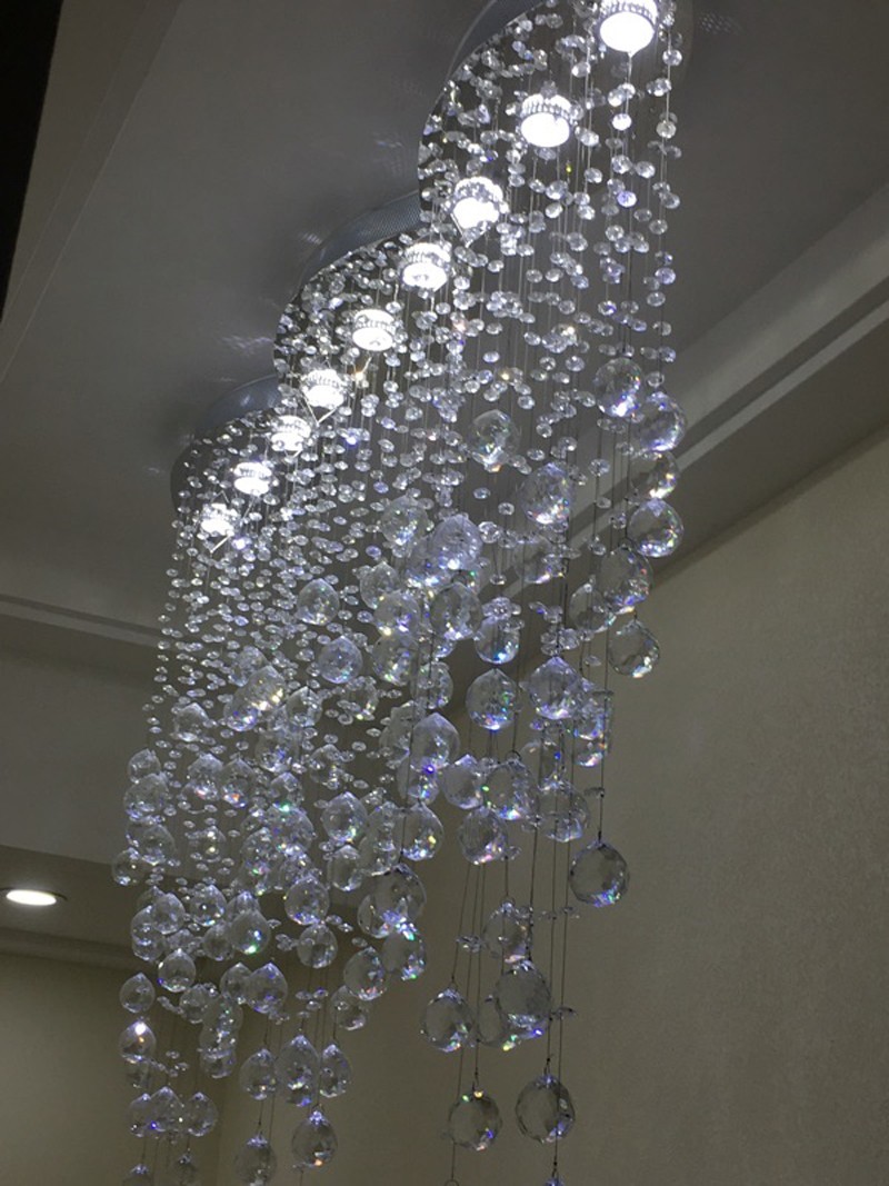 LED Modern Clear Rain Drop Ceiling Crystal Chandelier Lighting for ...