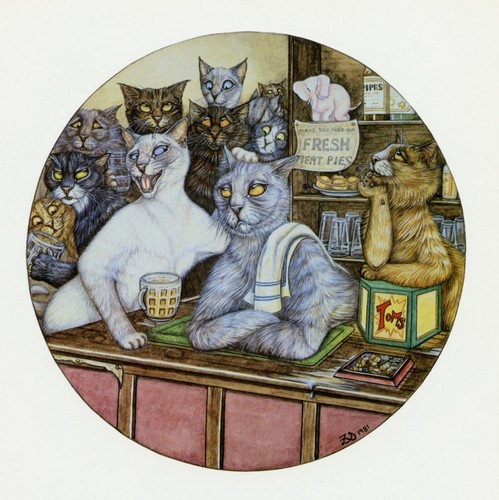 Cat art print CATS AT A PUB Zoe Stokes illustration wall decor | eBay