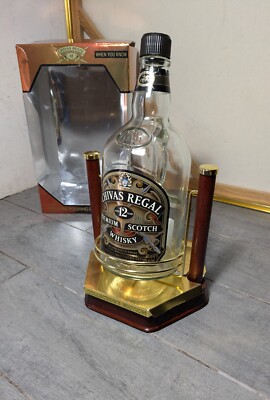 Empty Chivas Regal Scotch Whiskey Bottle with Cradle Stand Collector's ...