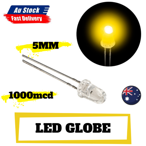 YEL-LED HIGH INTENSITY 1000MCD 5MM YELLOW LED GLOBE | eBay Australia