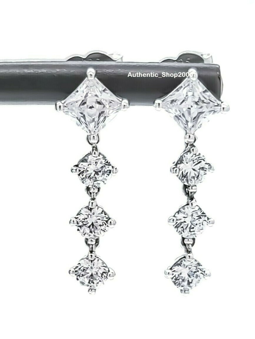 New 100% Authentic 925 Pandora Sparkling Round & Square Drop Earrings ...