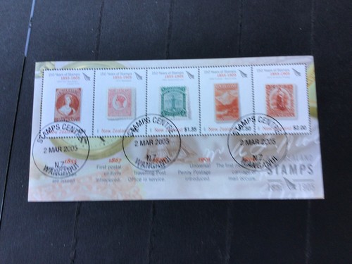 NEW ZEALAND USED MINIATURE SHEET-2005 150th ANNIV.OF STAMPS 1st issue ...