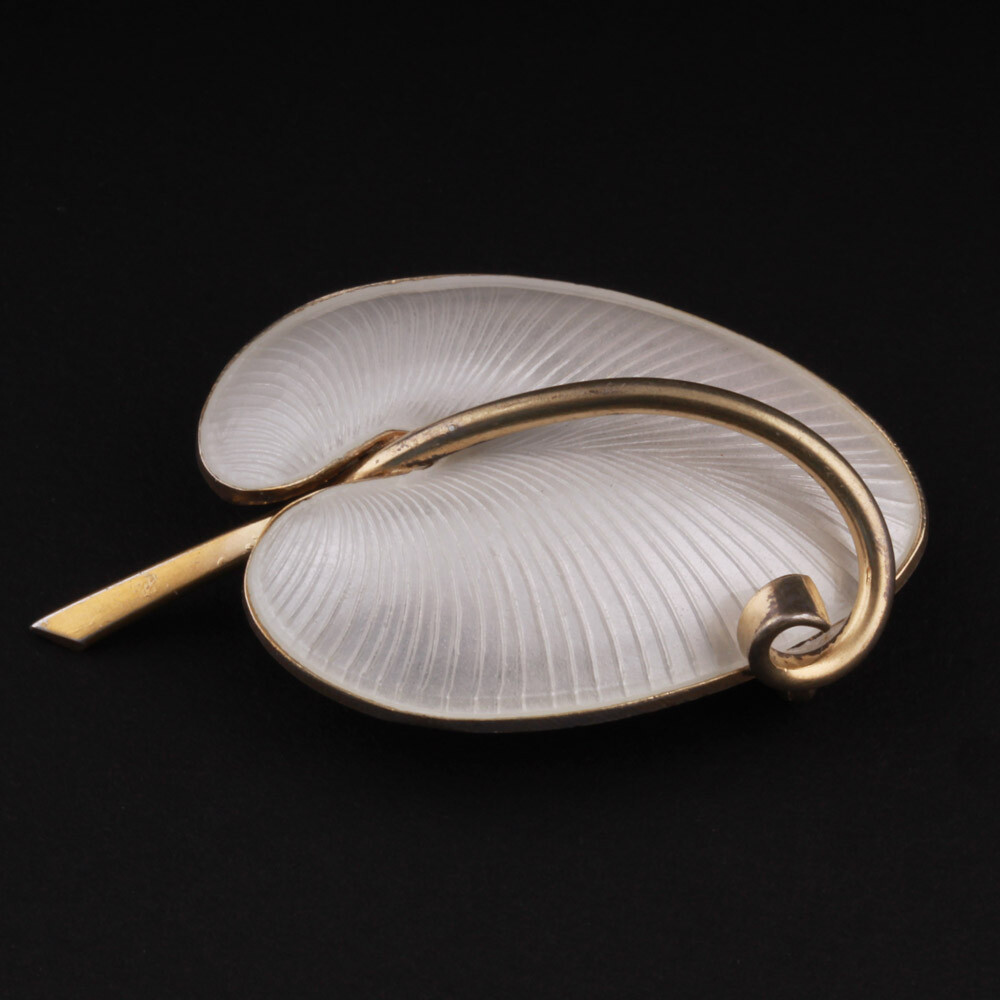 Volmer Bahner Sterling Brooch with White Enamel / Gilded. DENMARK. VERY ...