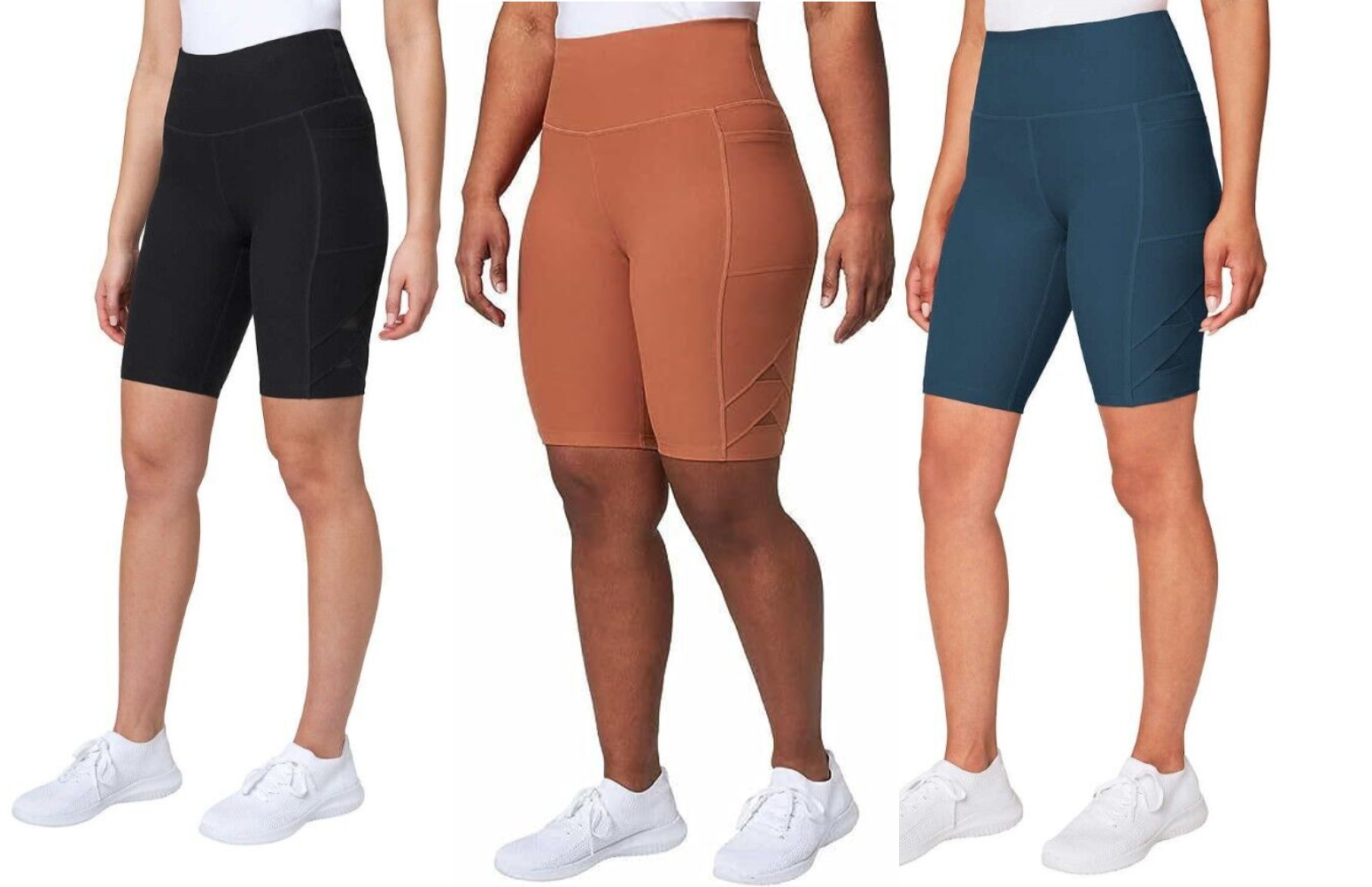 MONDETTA Ladies Active Bike Short High Waist Side Mesh Detail S M L NWT ...