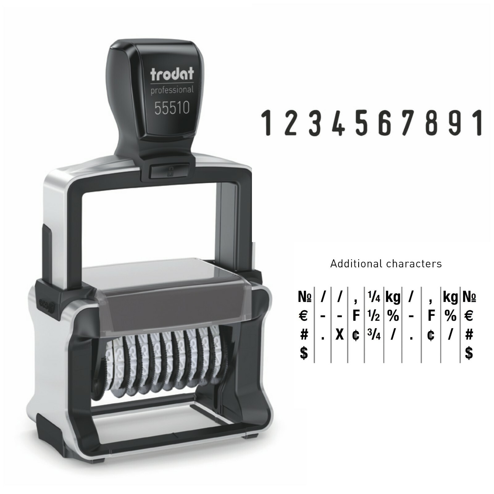 NUMBERING STAMP SELF INKING RUBBER NUMBERER 10 BAND 5mm 0/9 TRODAT ...