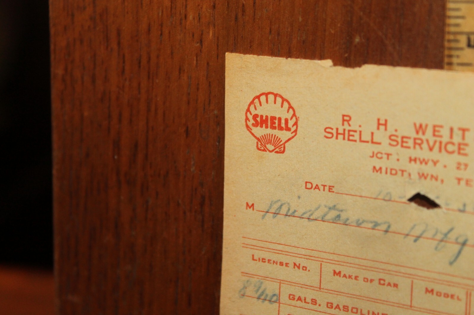 Vintage 1954 Receipt Weithers' Shell Station Midtown Tennessee | eBay