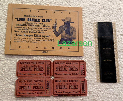 THE LONE RANGER CLUB CARD & 4 TICKETS & FILM STRIP SERIAL 1939 | eBay UK