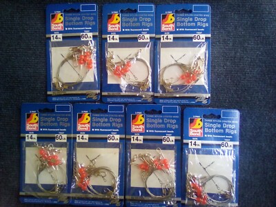 7 Pks ( 21 ) Single Drop 14inch 60lb South Bend Stainless Wire Rigs 3 ...