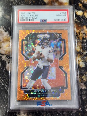 2021 Justin Fields RC #334 Panini Orange Disco Prizm Psa 10 Gem Mint ...