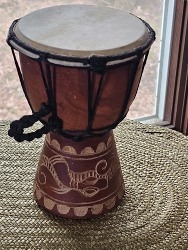 Wooden Handcarved Djembe Bongo Drum Musical Instrument 8" Tall | eBay