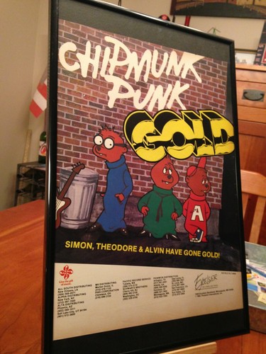 BIG 11X17 FRAMED ALVIN & THE CHIPMUNKS "CHIPMUNK PUNK" 1980 LP ALBUM CD ...