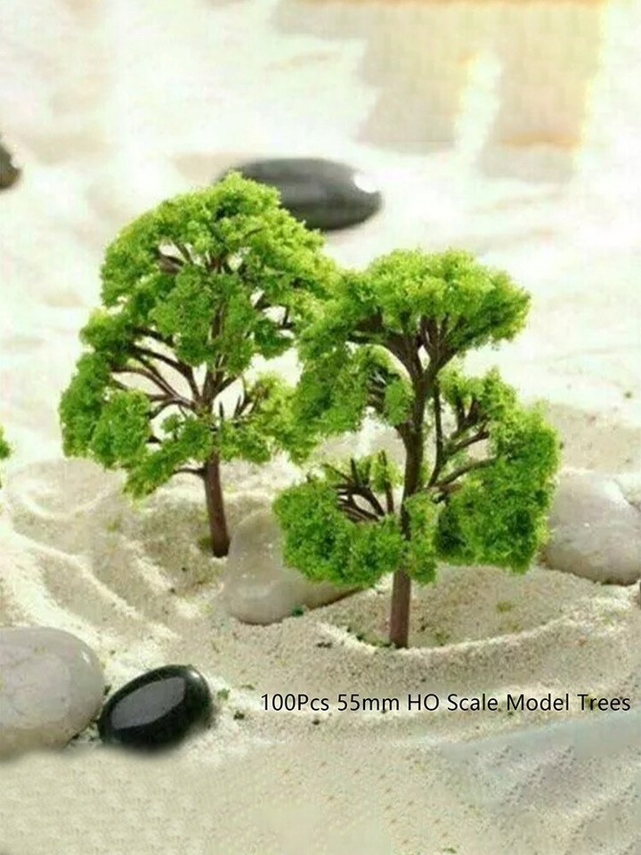 100pcs 55mm HO Scale Model Trees Train Railroad Wargame Park Landscape ...