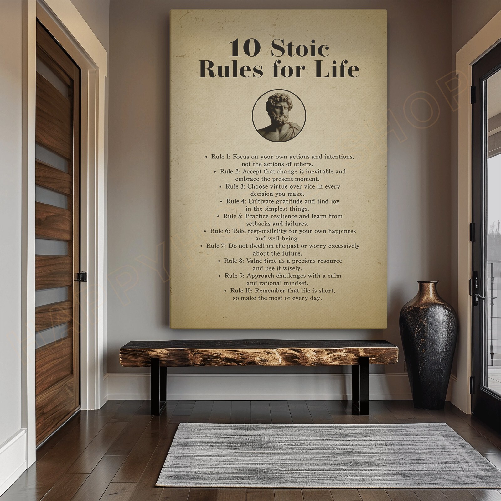 Marcus Aurelius 10 Stoic Rules for Life Wall Art Stoicism Motivational ...