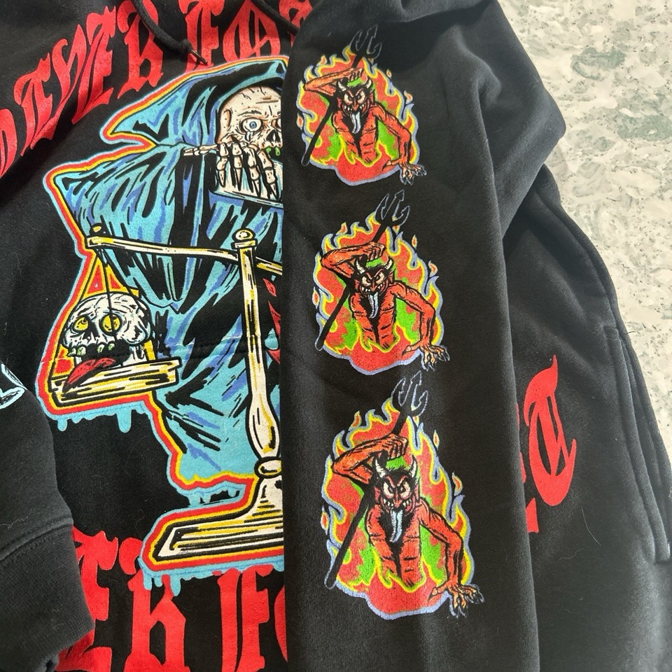 Broken Promises Grim Reaper Scale Hoodie Devil Skulls Earth Black Sz ...