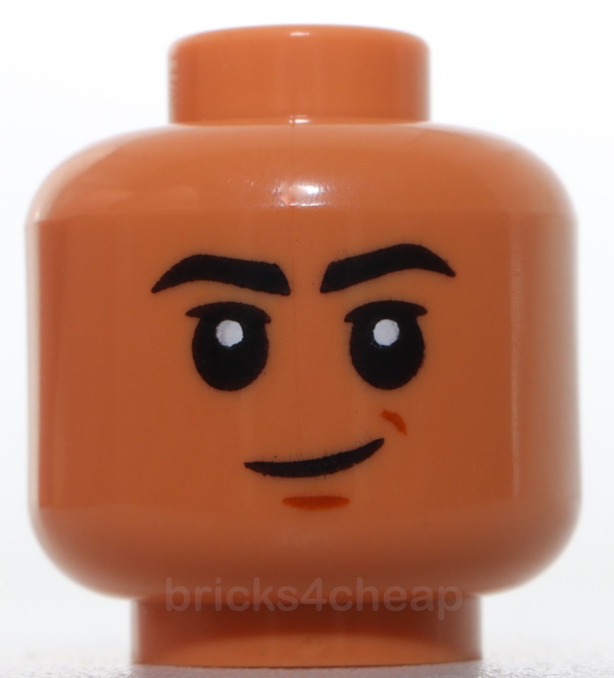 Lego Nougat Head Black Eyebrows Dark Orange Chin Dimple Smirk Sad ...