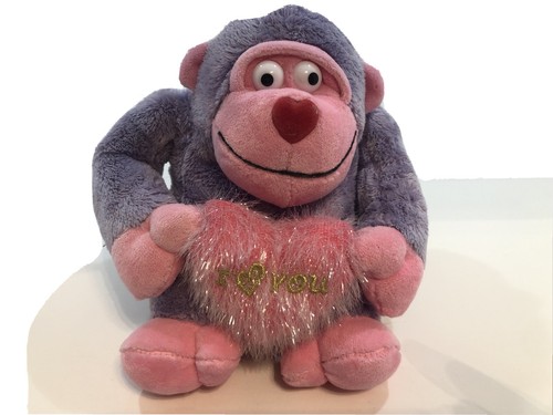 I Love You Ape Monkey Chimp Purple Pink Red Heart Valentine Plush 7 ...